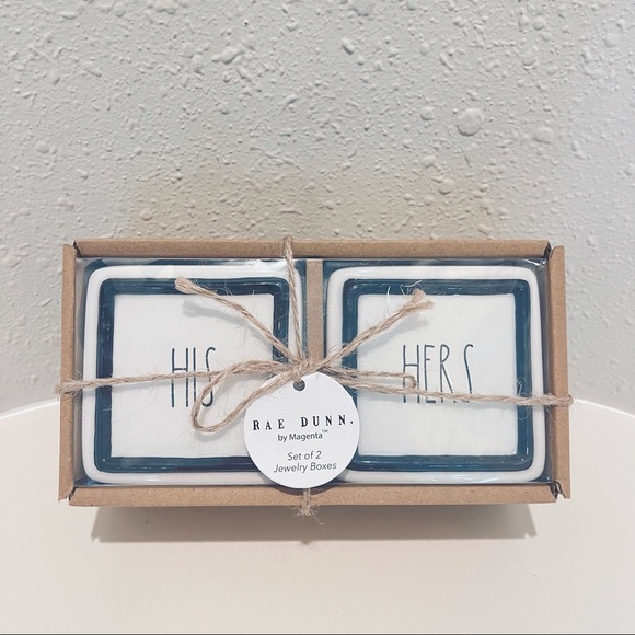 Rae Dunn | Other | Rae Dunn Set Of 2 Jewelry Boxes His Hers Nib | Poshmark